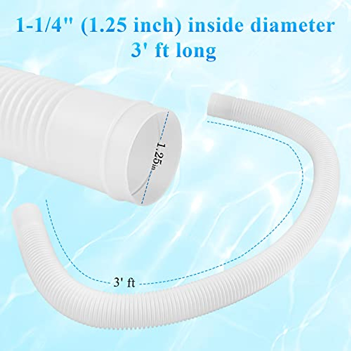 1-1/4 Inch x 3ft Pool Skimmer Hose Replacement for Intex Above Ground Pool Skimmer Pump Transfer Hose