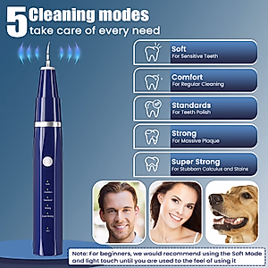 Plaque/Tartar Remover for Teeth, Dental Calculus Remover Teeth Cleaning Kit with LED Light & 5 Adjustable Modes