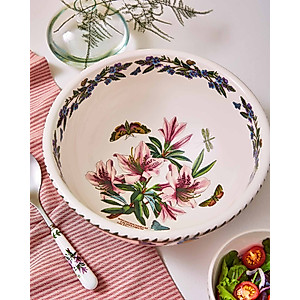 Portmeirion Botanic Garden Large Salad Bowl | 11 Inch Mixing Bowl with Azalea Motif | Made in England from Fine Earthenware | Microwave and Dishwasher Safe