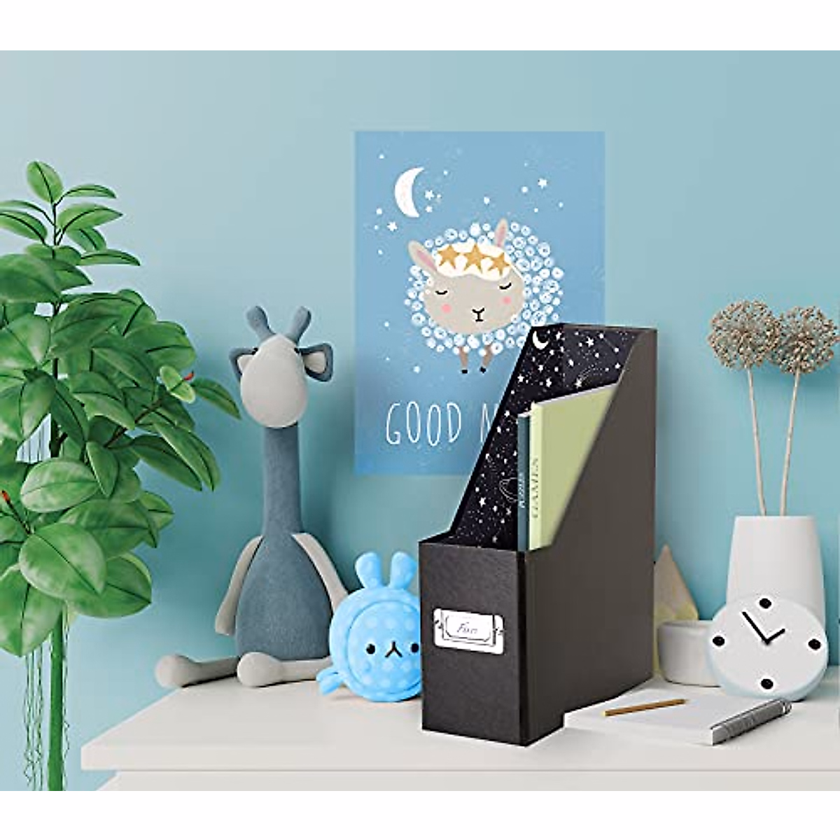 Snap-N-Store Storage Box - Pack of 2 Magazine File Boxes for Organizing, 12.25 x 3.88 x 9.75 Inch Storage Boxes w/Lids for Documents, Paper and Organizing, Back to School Supplies for Students, Black