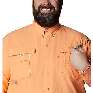 Columbia Men's Standard Bahama II Long Sleeve Shirt, Bright Nectar, Large