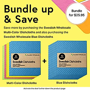 Swedish Wholesale Swedish DishCloths for Kitchen- 10 Pack Reusable Paper Towels Washable - Eco Friendly Cellulose Sponge Microfiber Dish Cloths - Kitchen Essentials - Red