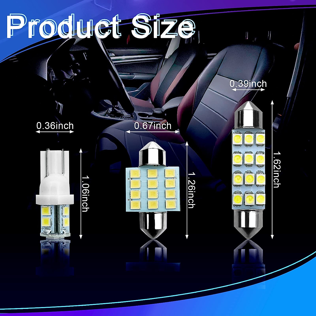 NTNEV Interior Car Lights, Car Led Bulb, LED Interior Replacement Bulbs of 24 Sets for Interior Map Dome Lights and License Plate Courtesy Lights