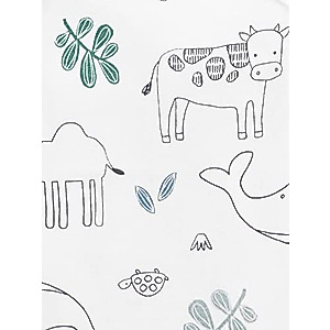 Simple Joys By Carter's Unisex Baby 6-pack Short-sleeve Bodysuit Shirt, Animal/Rainbow/Stripe/Text Print, 3-6 Months US