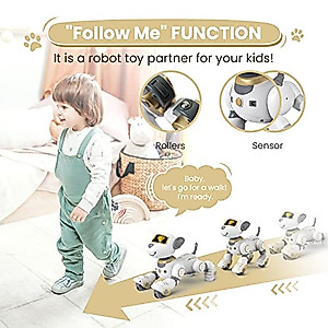 FUUY Remote Control Dog for Kids Robot Dog That Acts Like a Real Dog Interactive Robot Pet Follow Me Robotics Toys Intelligent Robo Dog Programmable Sing and Dance Design Birthday Gifts Kids Age 4-7