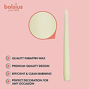 BOLSIUS Ivory Taper Candles - 10 Pack Unscented 10 Inch Dinner Candle Set - 8 Hours Burn Time - Premium European Quality - Smokeless and Dripless Household, Wedding, Party, and Home Décor Candlesticks