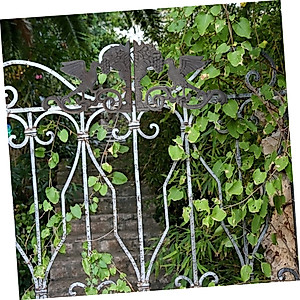 Garneck 1 Pair wooden door wrought iron decorate door hardware door handles black The fence heavy Garage cabinet hinges set iron door handle black cast iron flower plate earth tones