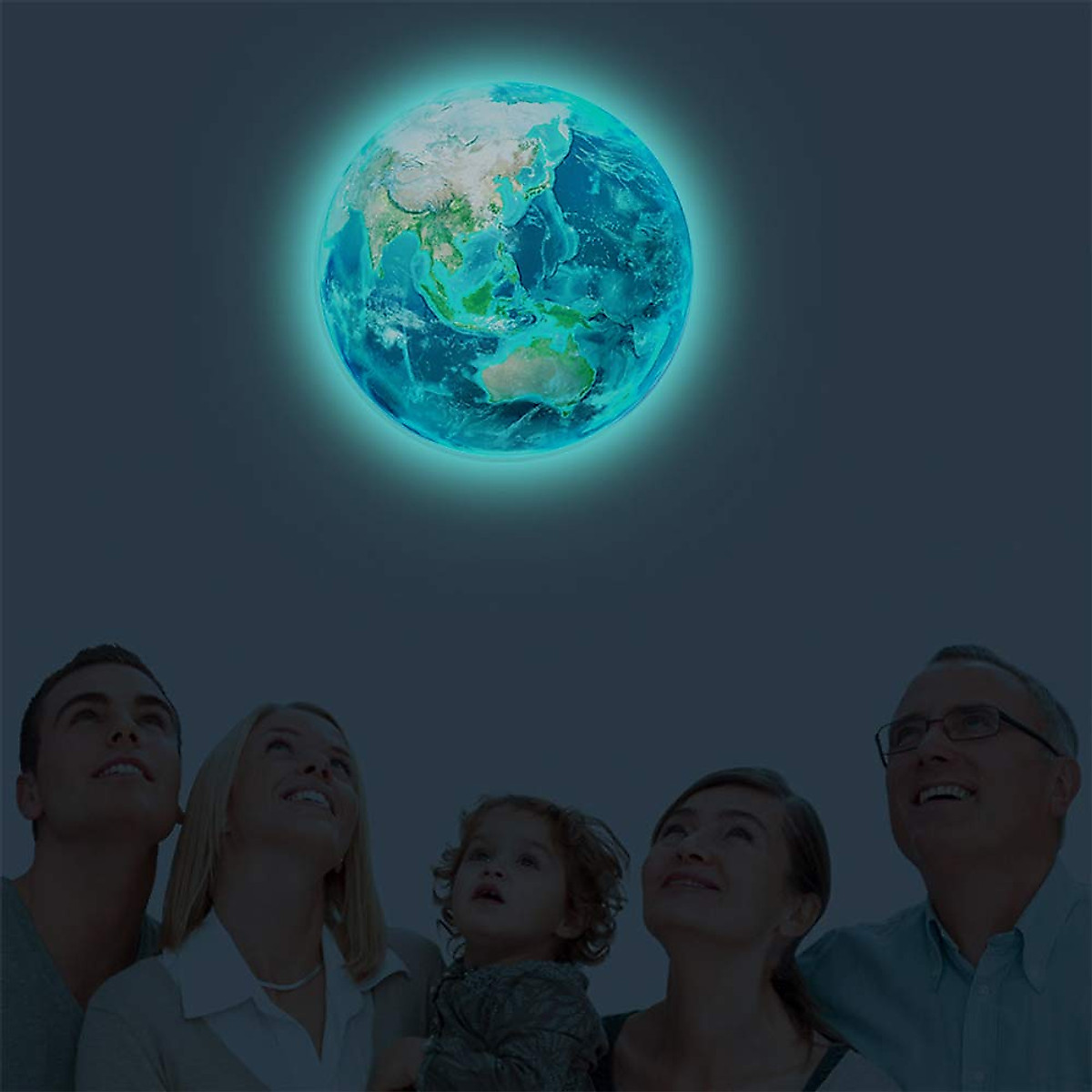 Guansen New Luminous Blue Earth Cartoon DIY 3D Wall Stickers for Kids Rooms Wall Sticker Home Decor Living Room Glow in The Dark Stars