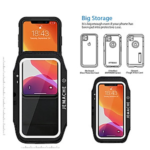iPhone 15 Pro, 14 Pro, 13 Pro, 12 Pro Armband with Airpods Holder, JEMACHE Gym Workouts Running Arm Band for iPhone Xs 11Pro 12Pro 13Pro 14Pro 15Pro (Dark)