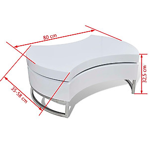 QJBSAVVA Coffee Table Shape-Adjustable High Gloss White,Industrial Tables Floor Standing Table Cocktail Table Suitable for Meeting Rooms, Reception Rooms, Offices