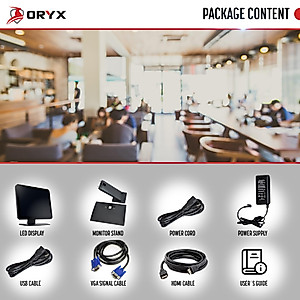 ORYX 17-inch Capacitive LED Multitouch Screen POS Monitor - Waterproof True Flat Seamless Design - USB Port, VGA & HDMI Input - Home, Office, Retail, Restaurant, Gym, Bar [No Driver Required]