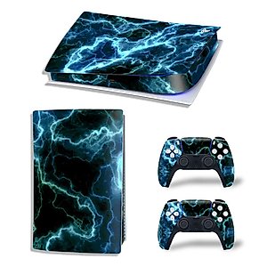 SKINOWN Skin Sticker Decal for PS5 Digital Edition Console and Controllers Carbon Fiber Black