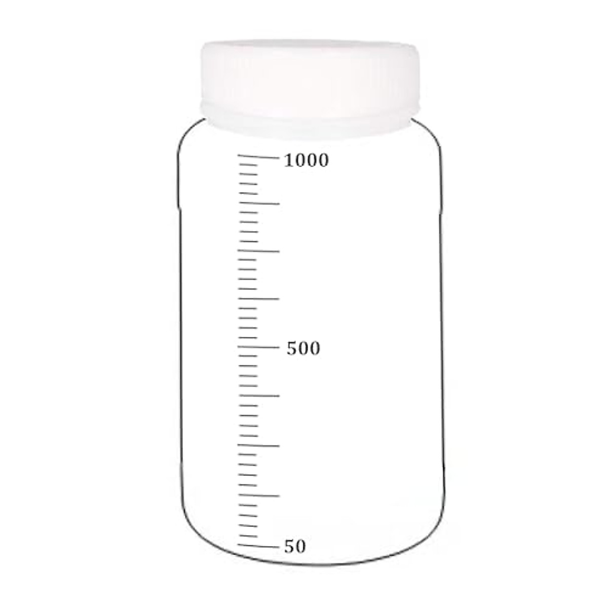 10Pcs 33.82oz/1000ml Plastic Bottles, Lab Cylindrical Chemical Reagent Bottle, Wide Mouth Laboratory Reagent Polyethylene Bottle Sample Sealing Liquid Storage Container for Food Store Translucent