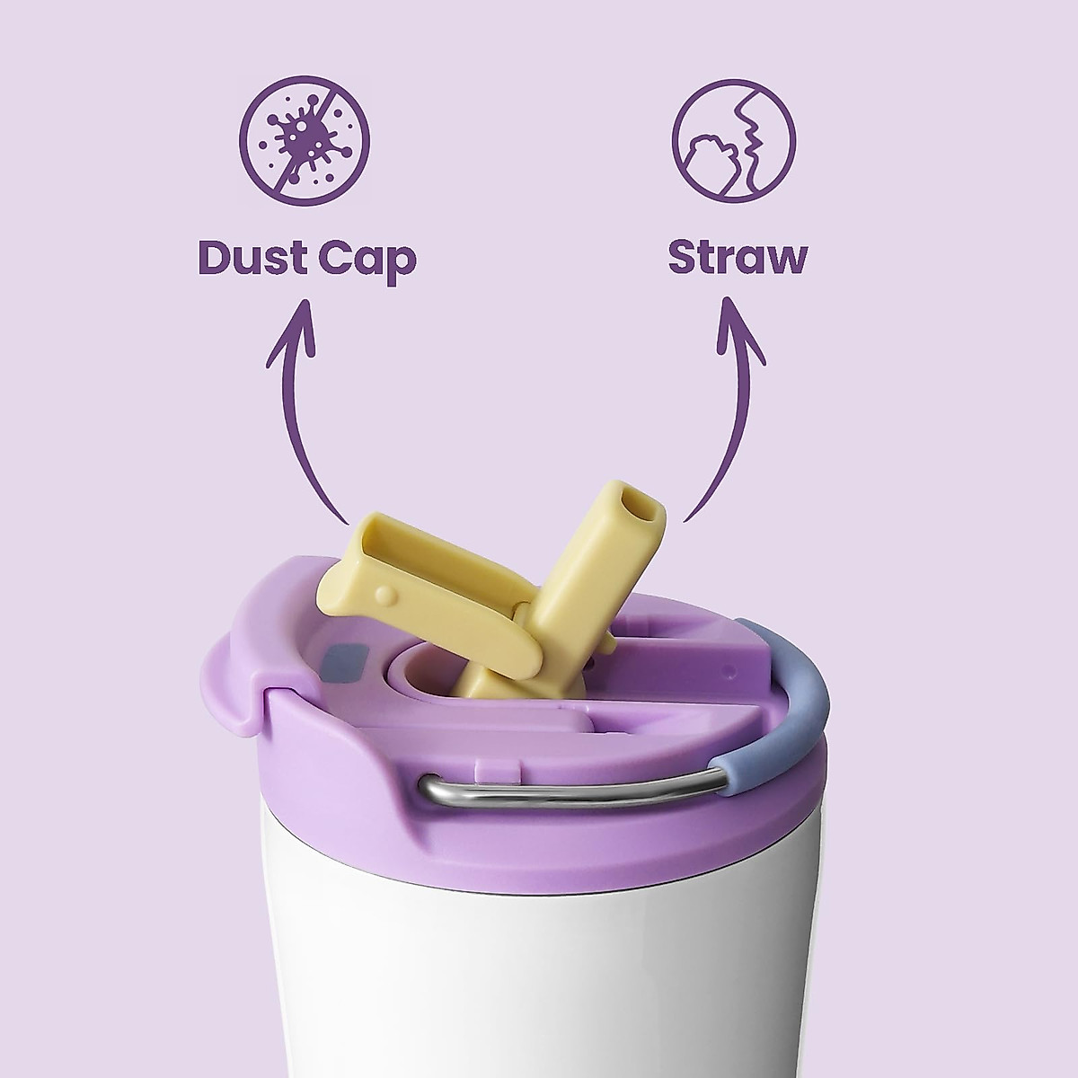 BOTTLE BOTTLE Insulated Coffee Tumblers with Dual-use Lid and Straw Double Walled Iced Travel Coffee Mug for Woman and Man 18 oz Stainless Steel Tumbler with Handle(Snow)