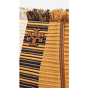 Tory Burch Women's McGraw Woven Stripe Small Bucket Bag, Chutney/Natural, One Size