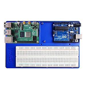 GeeekPi ABS Holder Breadboard Holder for Raspberry Pi 4B, 5 in 1 Base Plate Case for Raspberry Pi 4 Model B,3B+,3B,2B,B+,Zero,Zero W(2) and Arduino UNO,Arduino Mega 2560 (Blue Holder)