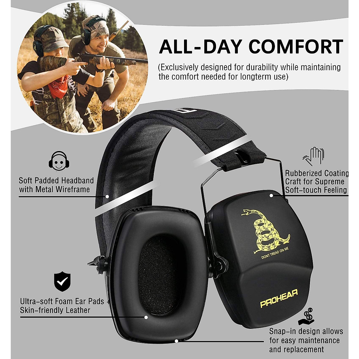 PROHEAR 016 2-Pair Shooting Ear Protection Safety Earmuffs