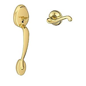 Schlage Lock Company Plymouth Front Entry Handle Flair Left-Handed Interior Lever (Bright Brass) FE285 PLY 505 FLA 605 LH - LOCK FE285 PLY 505 FLA 605 LH