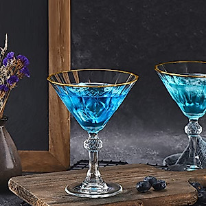 ROXBURGH Gold Rim Martini Glasses, Lead-Free Crystal Coupe Glass Set of 2, Vintage Classic Design Coupe Cocktail Glass, Crystal Champagne Glasses, Martini Glass set for Bar, Fancy Birthday Gifts