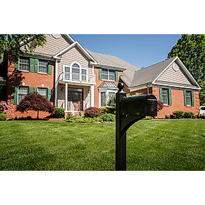 Architectural Mailboxes Franklin Post Mount Mailbox, Black with Silver Accents, FM110BEC