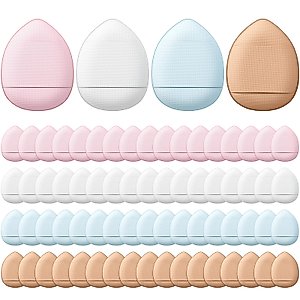 Gerrii 72 Pcs Finger Powder Puff Mini Makeup Sponge Soft Beauty Makeup Blender Puff for Foundation, Face Powder, Under Eye Setting, Concealer, Repair Cream, Cosmetic Tool (Pink, Beige, Blue, White)
