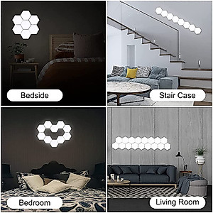 Hexagon Led Lights, LED Wall Lights, Touch-Sensitive Lighting, Aesthetic Room Decor | Perfect Decoration for Living and Bedroom Large Wall Lights DIY Modular Touch Lamp (2 PCS)