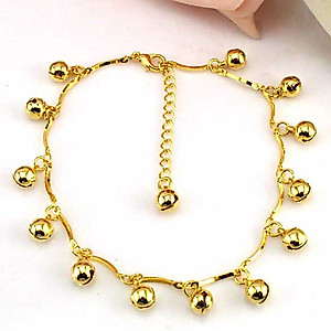 Rosary Bracelet Barefoot Bells Women Foot Bracelet Ankle Jewelry Beach Sandal Anklet - Ankle Bracelets for Women Teen Girls Jewelry Gifts (Gold, One Size)