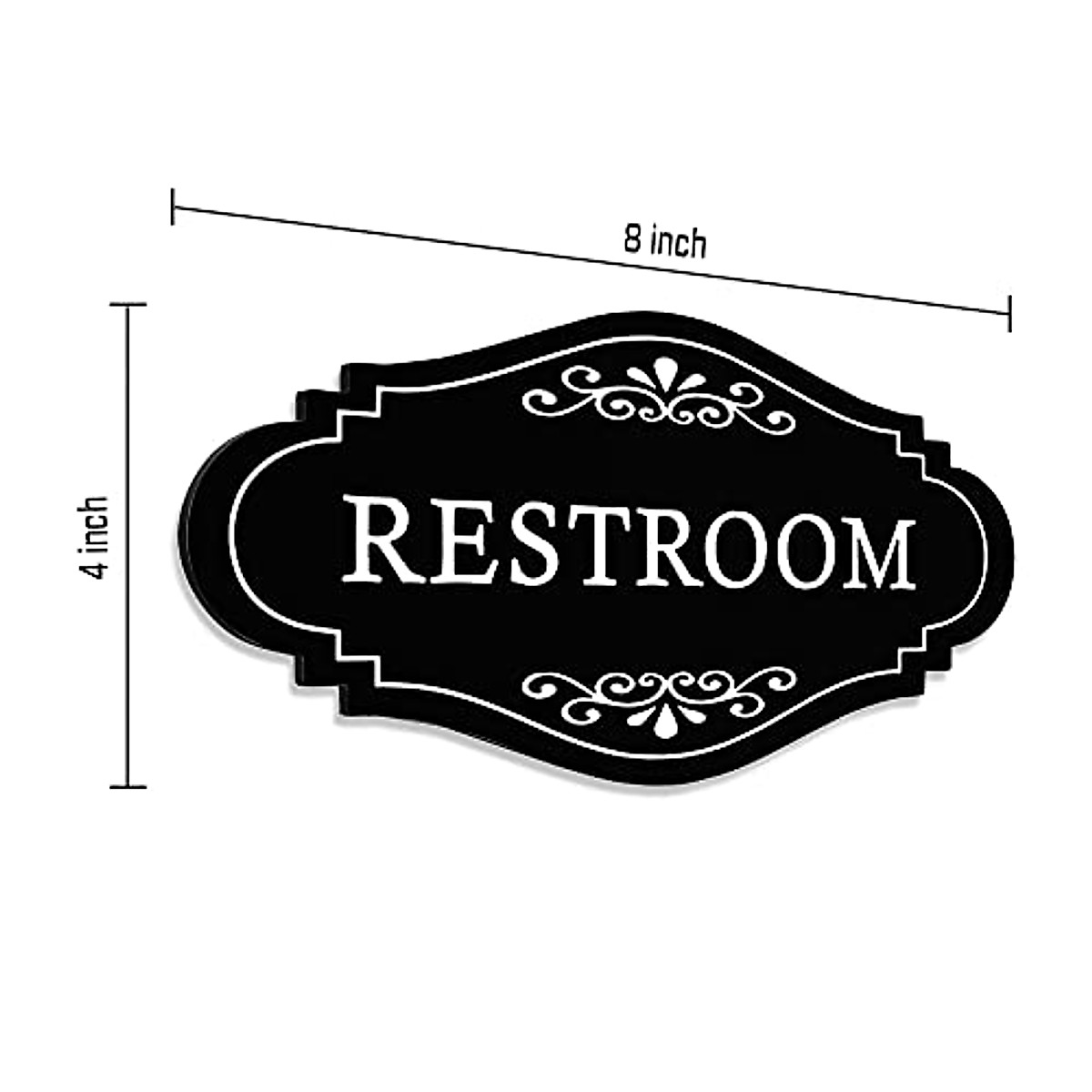 Maoerzai Bathroom Restroom Sign, Acrylic Self-Adhesive Door or Wall Sign Name Plate with Double Sided 3M Tape, Gender Neutral Toilet Sign or Bathroom Sign Wall Decor for Home, Office, Restaurant, Business. (Black - Restroom Sign)