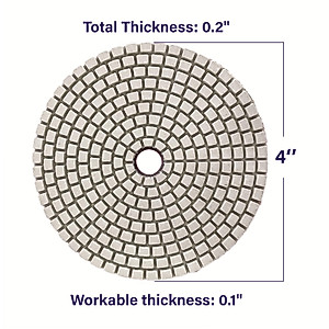 ComeFloor 4 Inch Wet/Dry 3 Step Diamond Polishing Pads for Granite Marble Concrete Stone, Step 1-3 Hook and Loop Backing