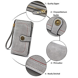 OPAGE Wallets for Women PU Leather Credit Card Holder with RFID Blocking Large Capacity Wristlet