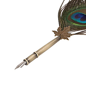 RUIXIA Vintage Feather Dip Pen Antique Calligraphy Handmade Quill Set Writing Ink with 5 Replacement Nibs for Christmas Birthday Wedding Anniversary Halloween Thanksgiving