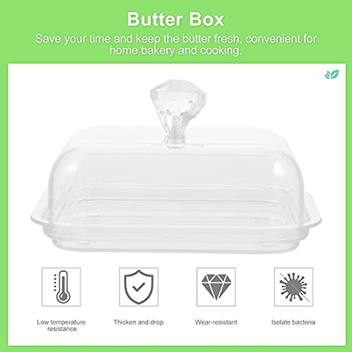 YARNOW Dishes Funny Butter Dish Acrylic Butter Dish with Lid Clear Plastic Butter Keeper Container Cheese Cream Crisper Box Butter Cutter Sealed Storage Box 14. 5x8cm Butter Box Cheesecake