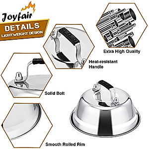 4Pcs Melting Domes, Joyfair 6.5 Inch Small Cheese Basting Covers, Stainless Steel Outdoor Griddle Dome For BBQ Flattop Grilling Cooking Steaming Teppanyaki, Heavy Duty & Dishwasher Safe