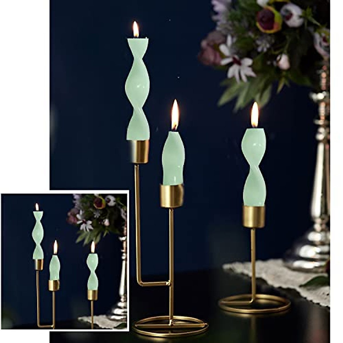 Handmade Candlesticks Spiral Taper Candles - Set of 2 Twisted Candle 7.5 Inch Dinner Candles for Home Decoration Holiday Wedding Party