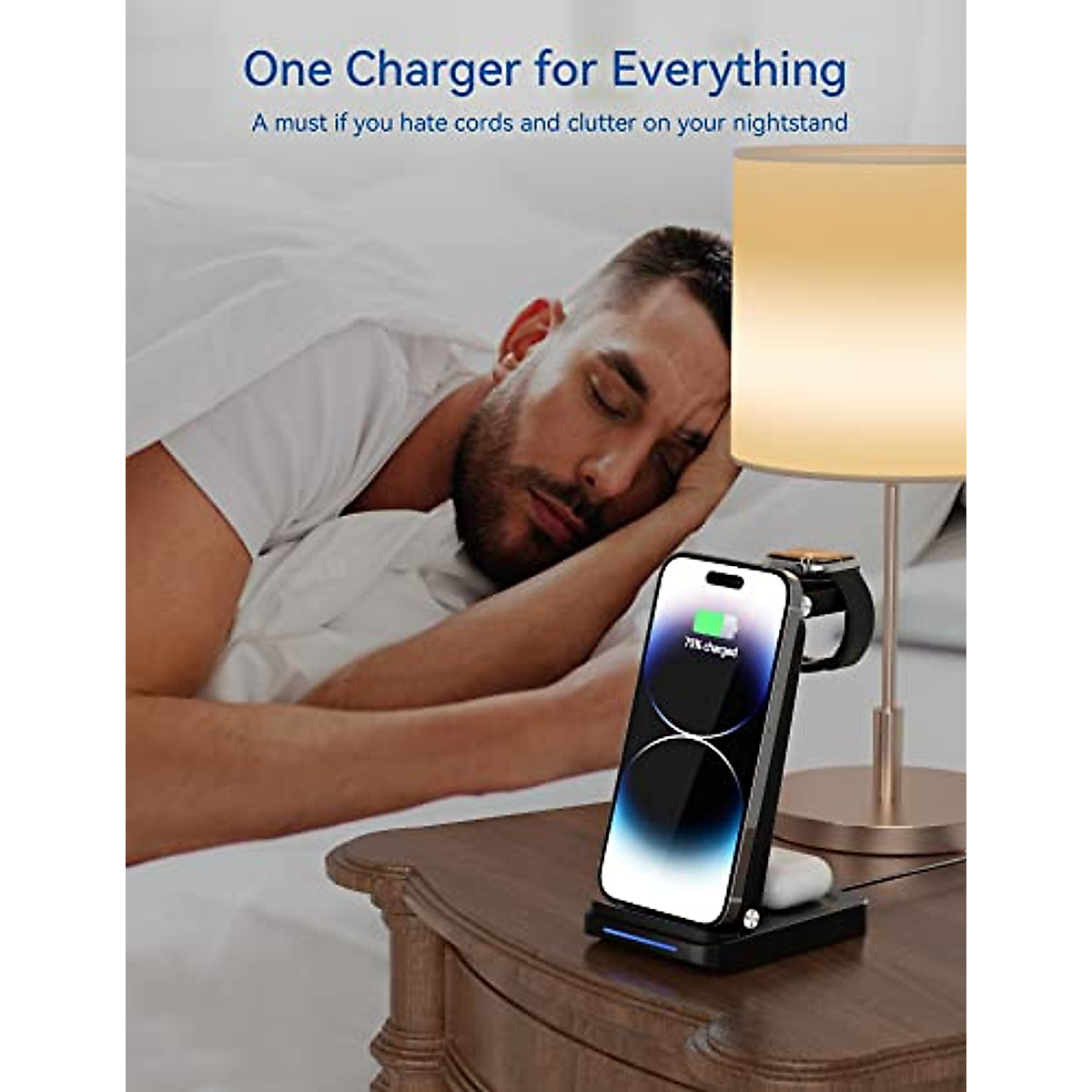 ELEGRP Wireless Charging Station, 3 in 1 Wireless Charger, Foldable Compact Size for iPhone 14/13/12/11/Pro/Max/SE/8 and Android Samsung and Pixel Phone, iWatch and Airpods (with 18w Adapter)