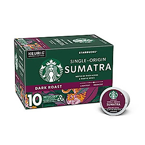 Starbucks Dark Roast K-Cup Coffee Pods — Sumatra for Keurig Brewers — 1 box (10 pods)