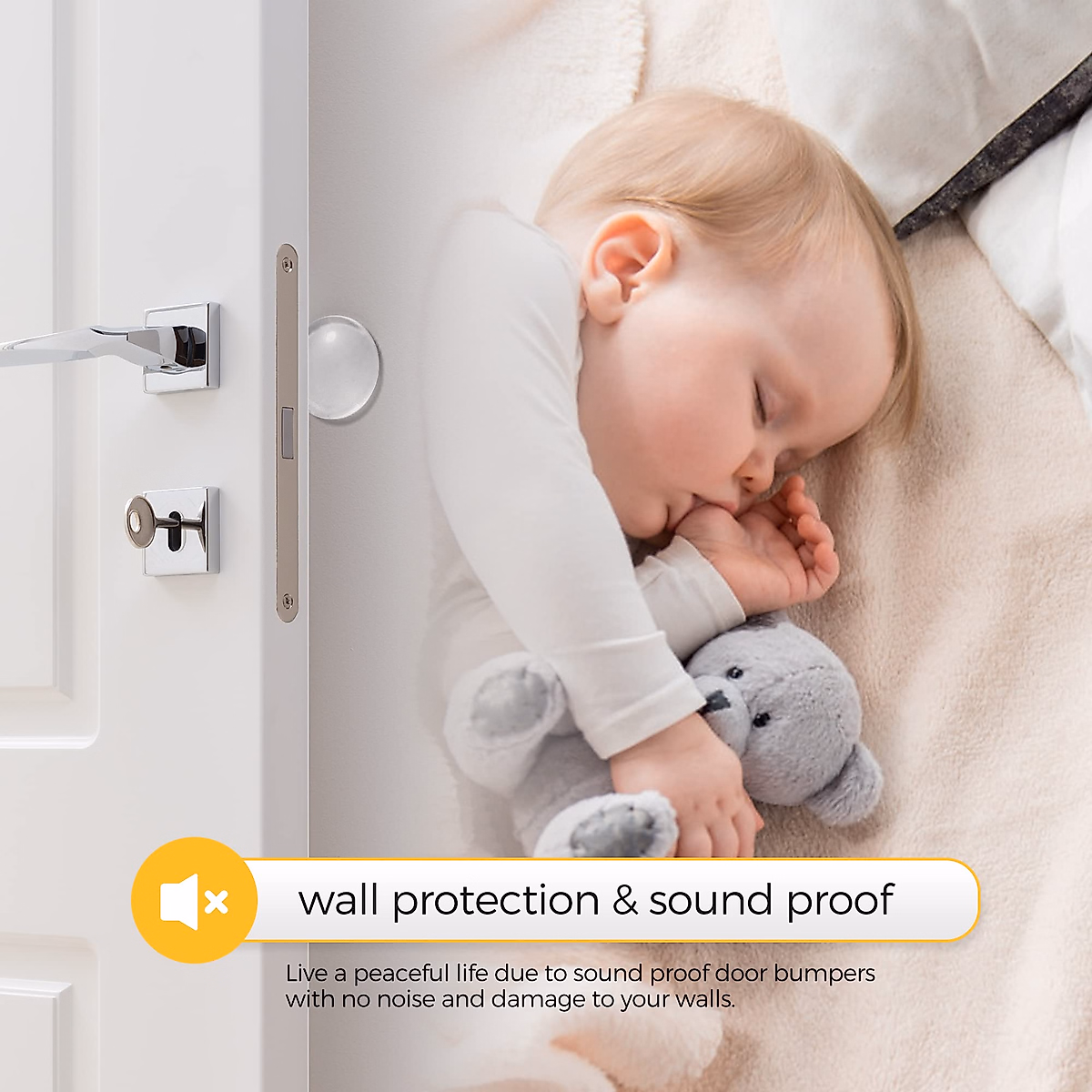 Door Stopper Wall Protector, Door Bumpers for Walls with Strong Back Adhesive Door Knob Wall Protector for Kitchen Cabinets (Clear, 6pcs)