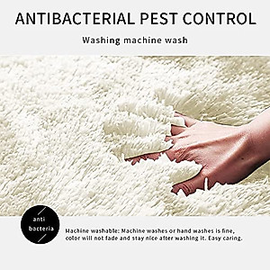 MIEMIE 6x6 Soft White Round Area Rug for Bedroom Modern Fluffy Circle Rug for Kids Girls Baby Room Indoor Plush Circular Nursery Rugs Cute Cozy Area Rugs for Living Room