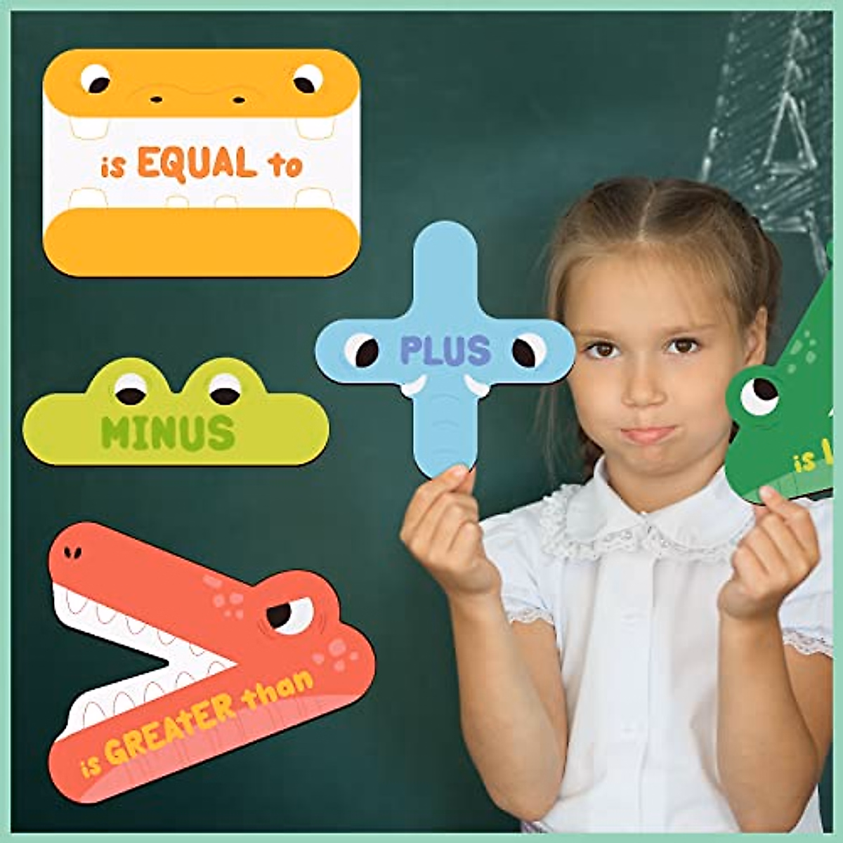 Flutesan 5 Pack Math Sign Magnetic Teacher Tools, Greater Than and Less Than, Plus, Minus, Equal to, Animal Math Magnets for Teacher School Classroom Supplies, Help Kids to Learn and Understand Math