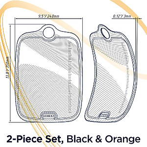 Deiss LUX Durable TPU Cutting Boards for Kitchen, Set of 2, Double-Sided Non-Slip Chopping Board, Built-in Ruler, Flexible Large Cutting Board, Deep Juice Grooves, Dishwasher Safe