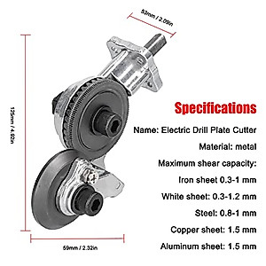 Geevorks Electric Drill Plate Cutter, 2024 New Metal Nibbler Drill Attachment with Adapter 0.8mm, DIY Metal Drill Attachment for Cutting Iron, White Sheet, Steel,Copper, Aluminum