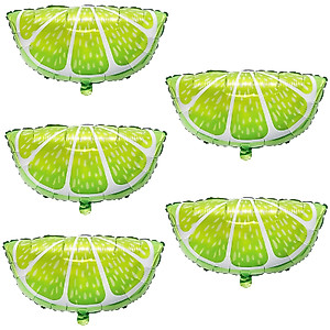 10Pcs Fruit Lime Balloons Large Fruit Green Lemon Foil Round Lemon Mylar Balloons for Summer Thanksgiving Harvest Fall Autumn Fruit Theme Party Decorations Supplies
