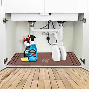 Croc Liner Under Sink Mat Waterproof Cabinet Liner for Kitchen and Bathroom Cabinets, Utility Mat (Cool Gray)