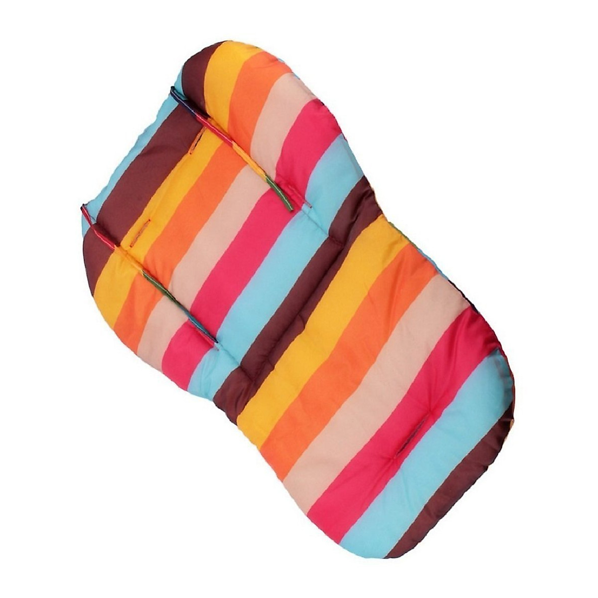 Twoworld Baby High Chair Seat Cushion Liner Mat Pad Cover Rainbow Striped Water Resistant and High Chair Straps (5 Point Harness) 1 Suit