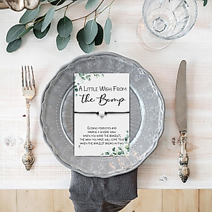 Sasylvia 25 Sets Baby Shower Party Favors for Guest 25 Baby Shower Bracelets Wish Bracelets with Heart Charm 25 Baby Shower Thank You Cards and 25 Organza Bags for Gender Reveal Guests Gifts