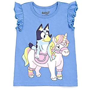 Bluey Toddler Girls 4 Pack T-Shirts Pink/Orange/Blue/Gray 4T