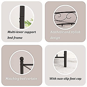 ZIRUWU Queen Size Sturdy Metal Canopy Bed Frame with Headboard Footboard Steel Slats Support Easy Assembly No Box Spring Needed,Black