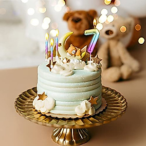 1 Set of 2.7inch Birthday Candles, Rainbow Gradient Spiral Candle for Birthday Anniversary Parties (Number 7, with 12 Candles)