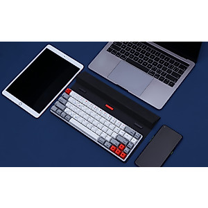 EPOMAKER NT68 65% RGB Hotswap Bluetooth 5.1 Wireless Wired Mechanical Gaming Keyboard with Foldaway Stand, 1900mAh Battery for Mac/Win/Gamer (Chocolate Brown Switch, Grey White for Mac)