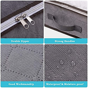 Large Capacity Clothes Storage Bag Organizer with Reinforced Handle Thick Fabric for Comforters, Blankets, Bedding, Foldable with Sturdy Zipper, Clear Window, Grey